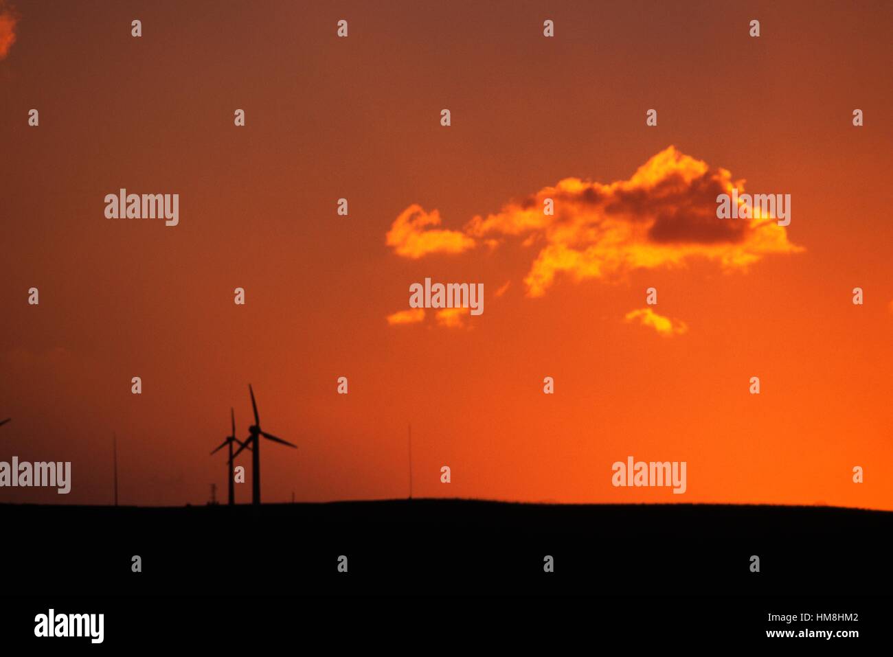 Cloud and windmills at sunset, Palekastro, Crete, Greece Stock Photo ...