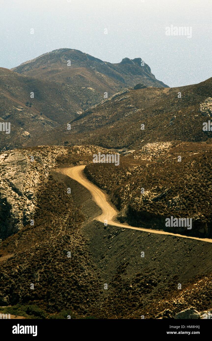 Landscape with dirt road, Mount Kophinas, Crete, Greece Stock Photo - Alamy