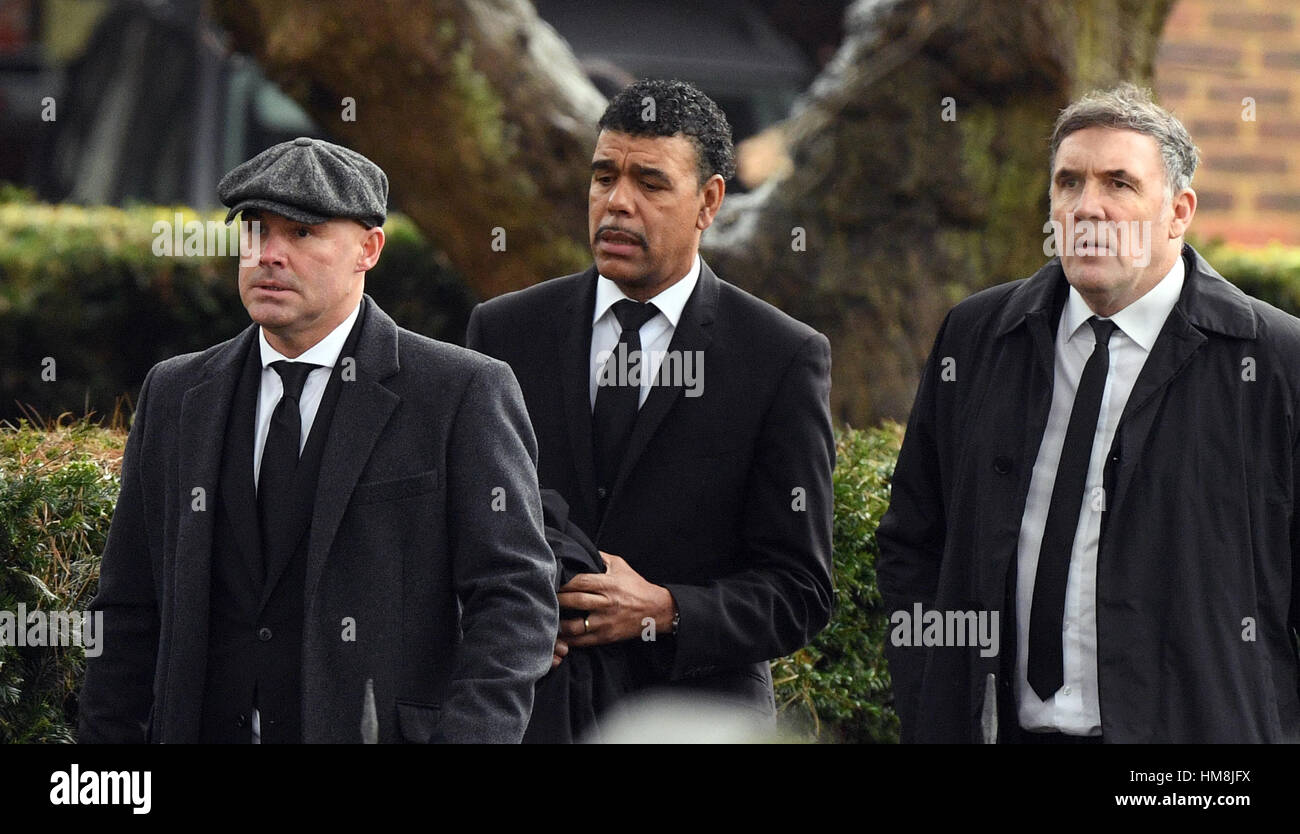 Tommy Mooney (left), Chris Kamara and Tony Coton ahead of the funeral ...
