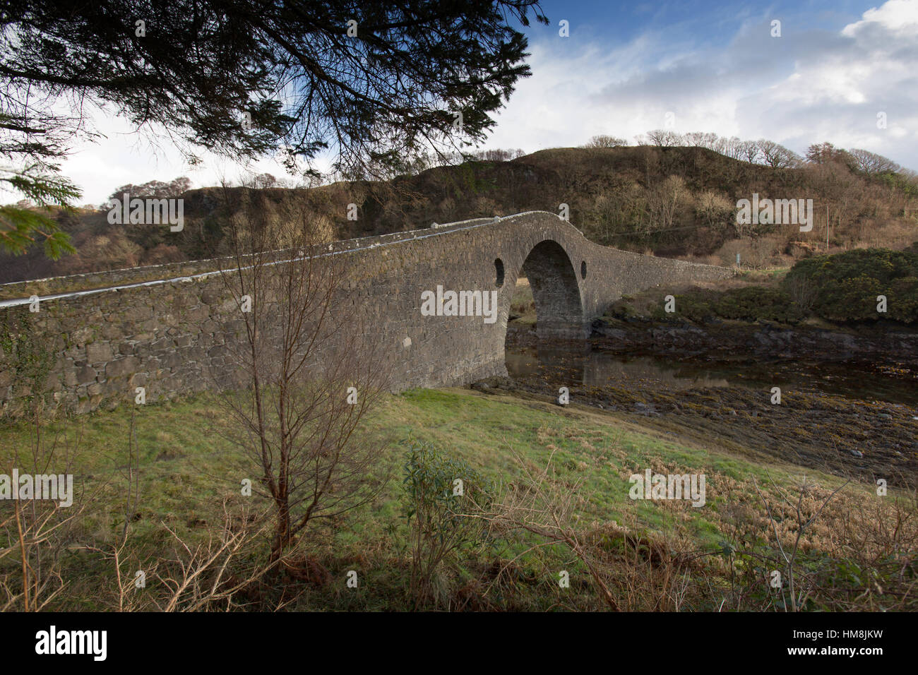 Clachan Bridge, Isle of Seil, Scotland. Picturesque view of the Clachan ...