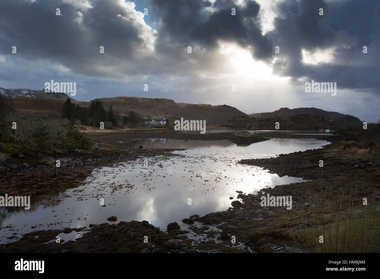 Clachan Sound, Isle of Seil, Scotland. Picturesque silhouetted view of ...