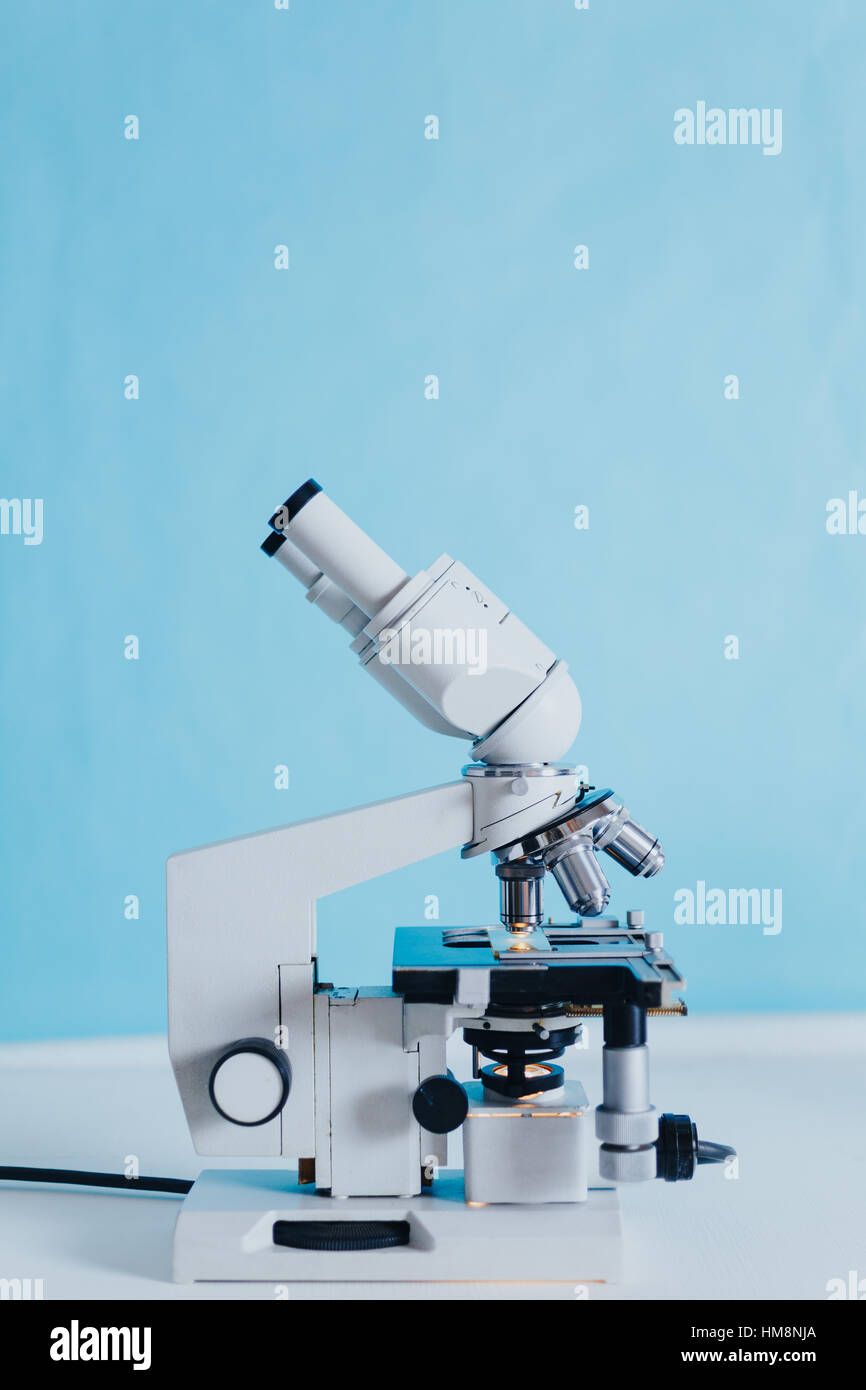 Laboratory Microscope with multiple lenses Stock Photo - Alamy