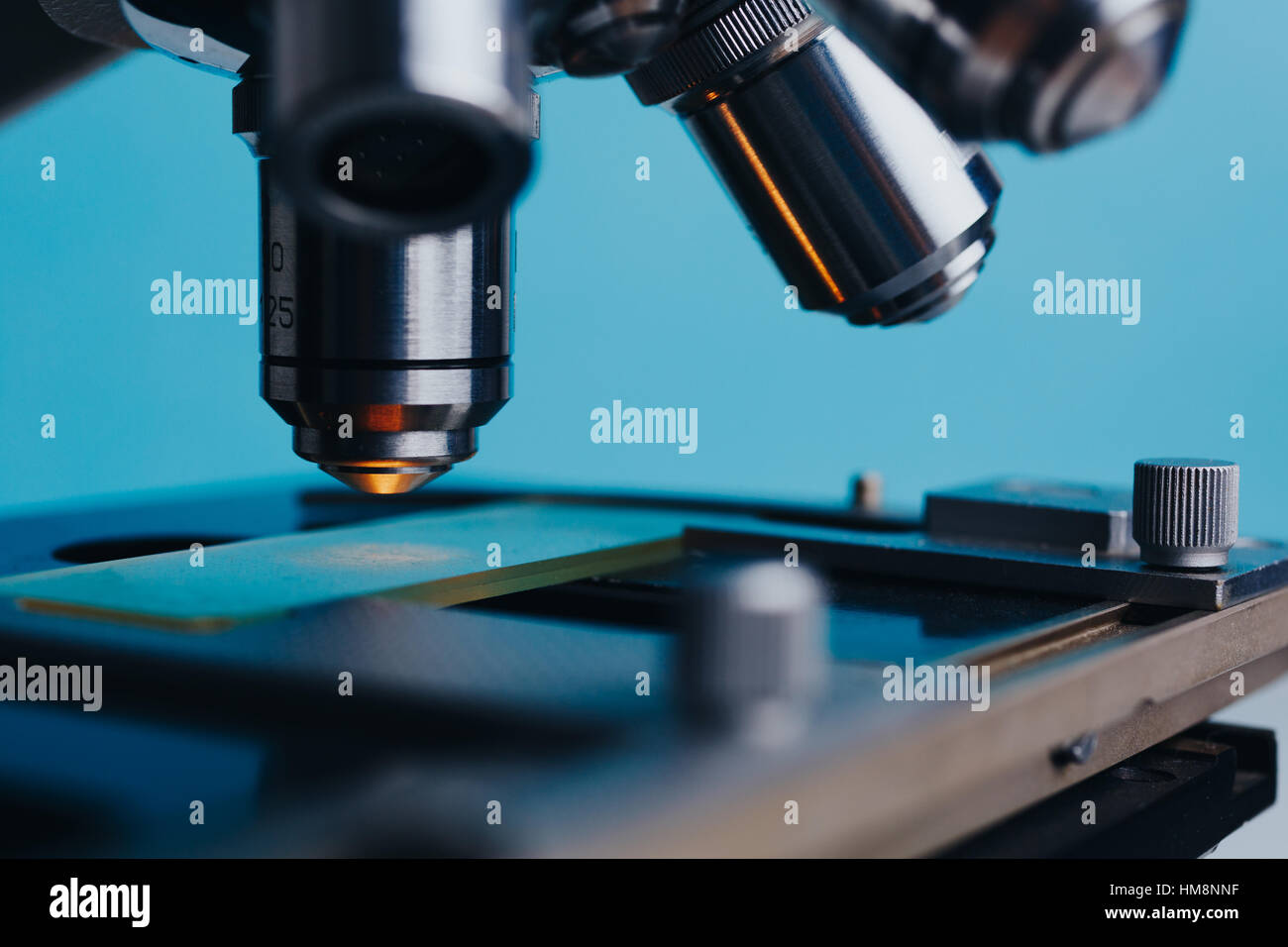Laboratory Microscope with multiple lenses Stock Photo - Alamy