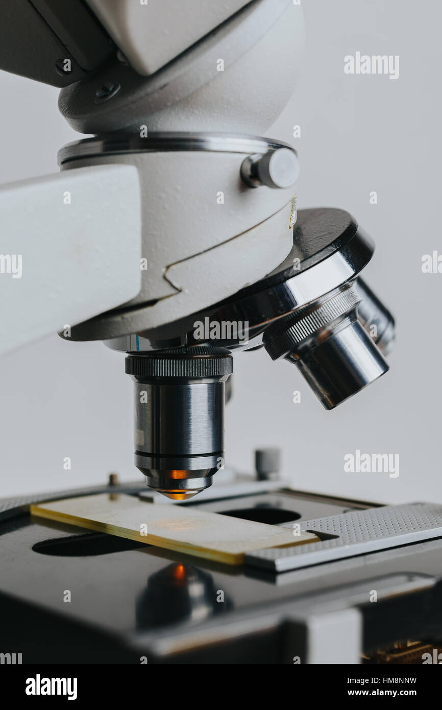 Laboratory Microscope with multiple lenses Stock Photo - Alamy
