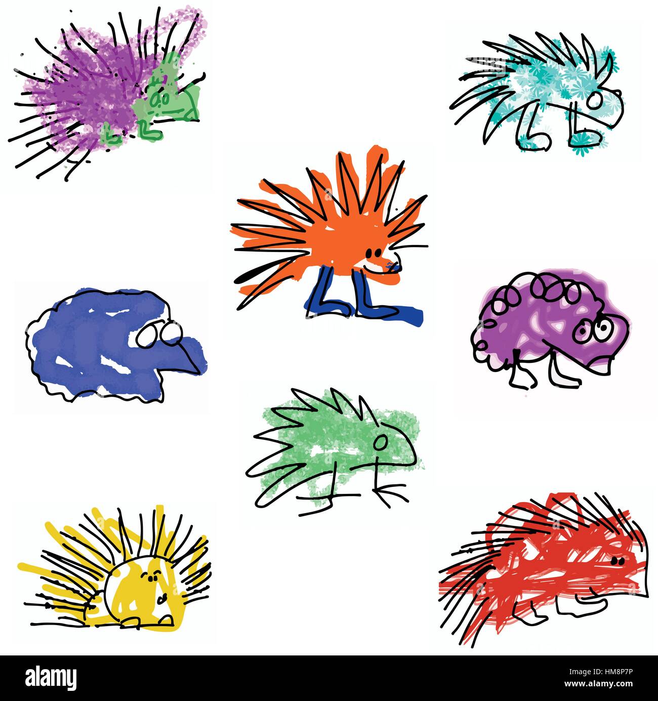 Childish illustration of crazy hedgehogs Stock Vector Image & Art - Alamy
