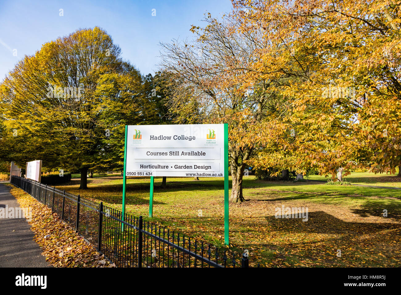 Sign to Hadlow College, on Tonbridge Road, Hadlow, Kent, UK Stock Photo ...