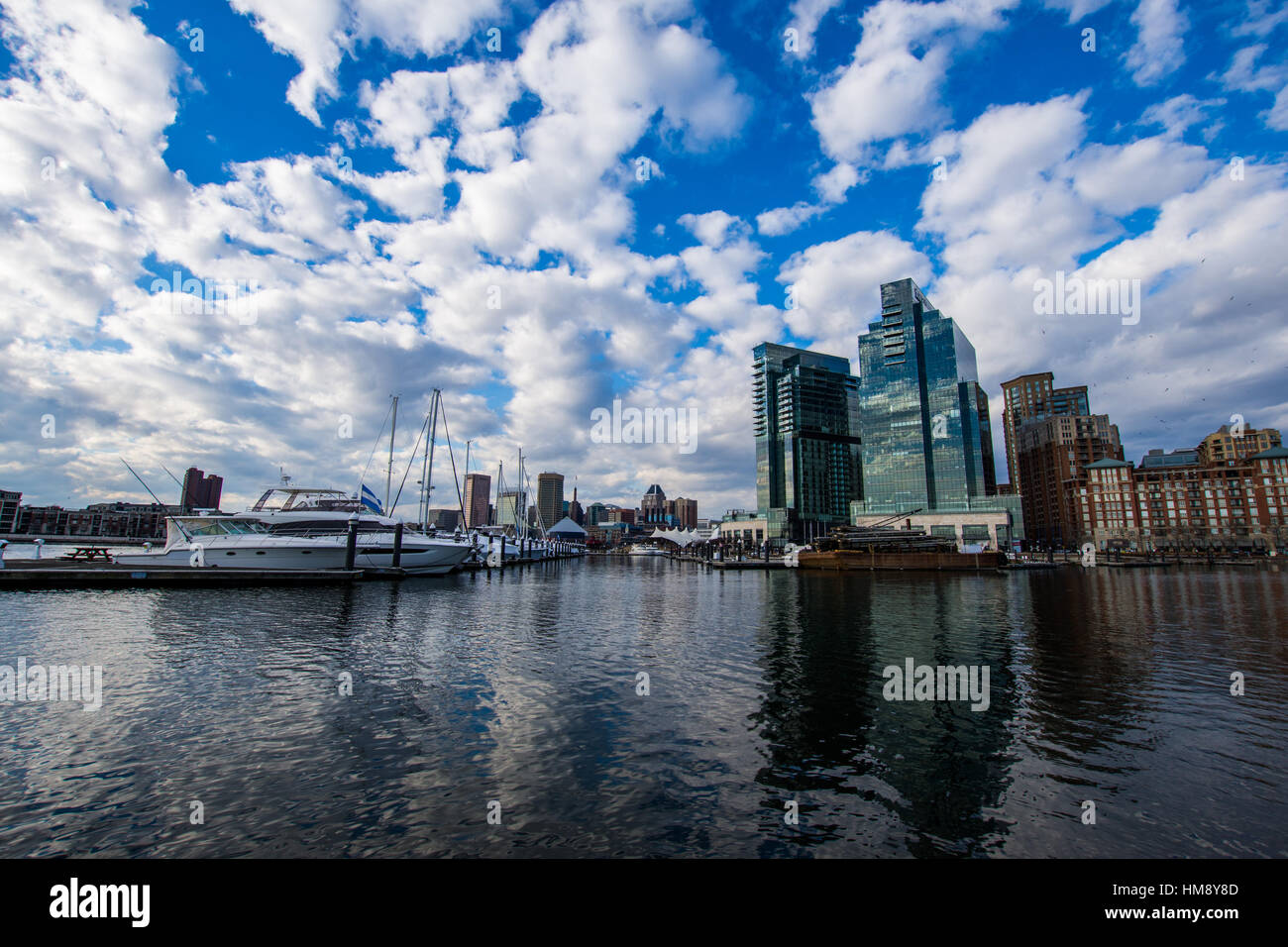 Skyline of Inner Harbor from Fells Point in Baltimore, Maryland Stock ...