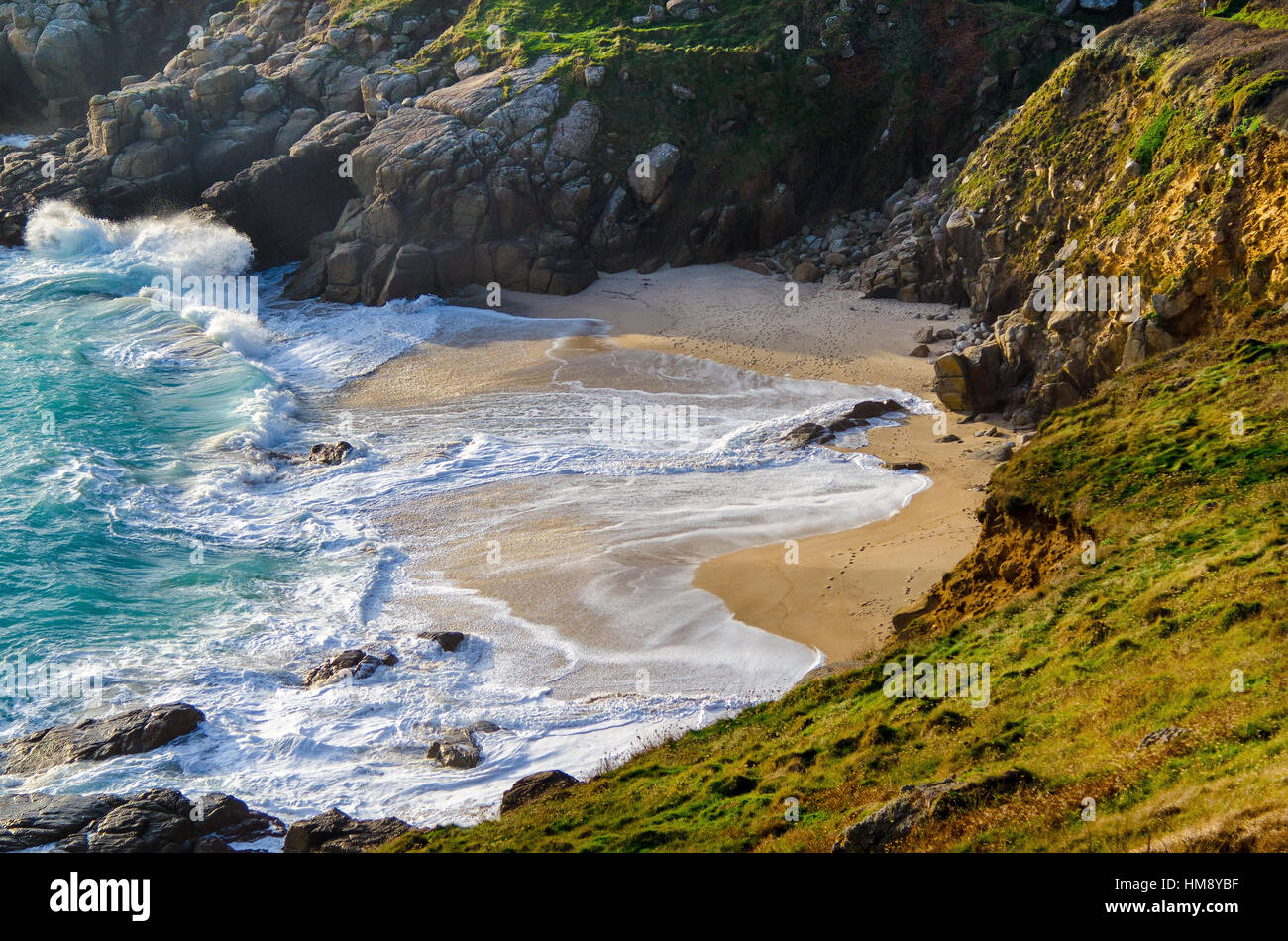 Porth Chapel Beach, near Porthcurno, Cornwall Stock Photo - Alamy