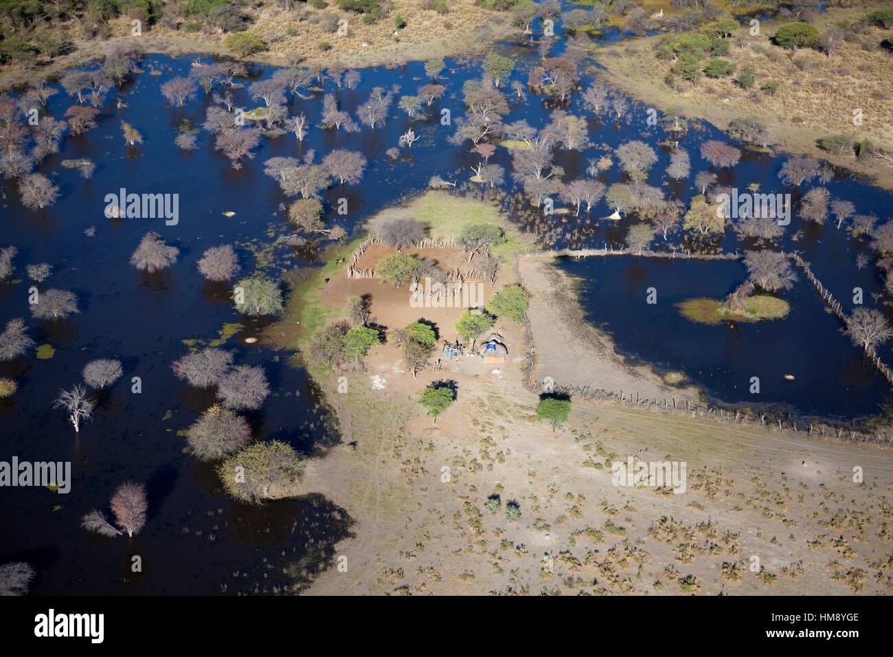 Aerial view of the Okavango Delta, Botswana. The vast inland delta is ...