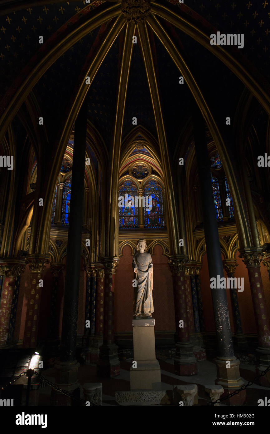 Statue of Louis IX inside the church of Sainte Chapelle in Paris France ...