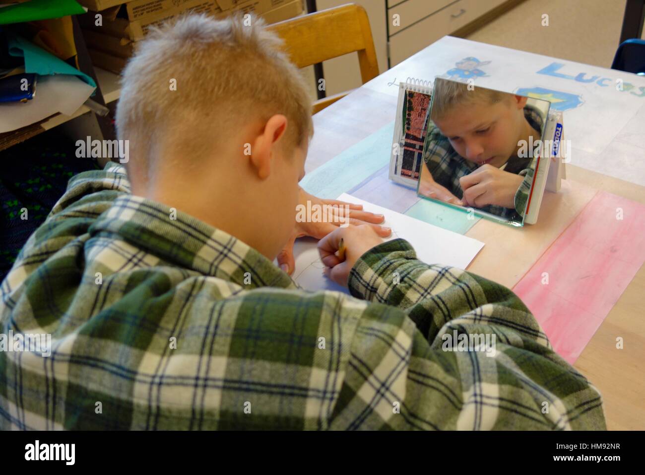 Self Portrait Mirror Drawing High Resolution Stock Photography and ...