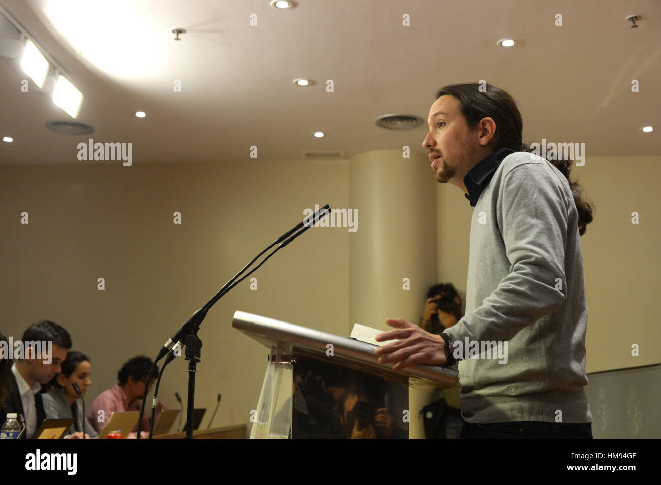 Podemos leader, Pablo Iglesias during a press conference at Congress of ...