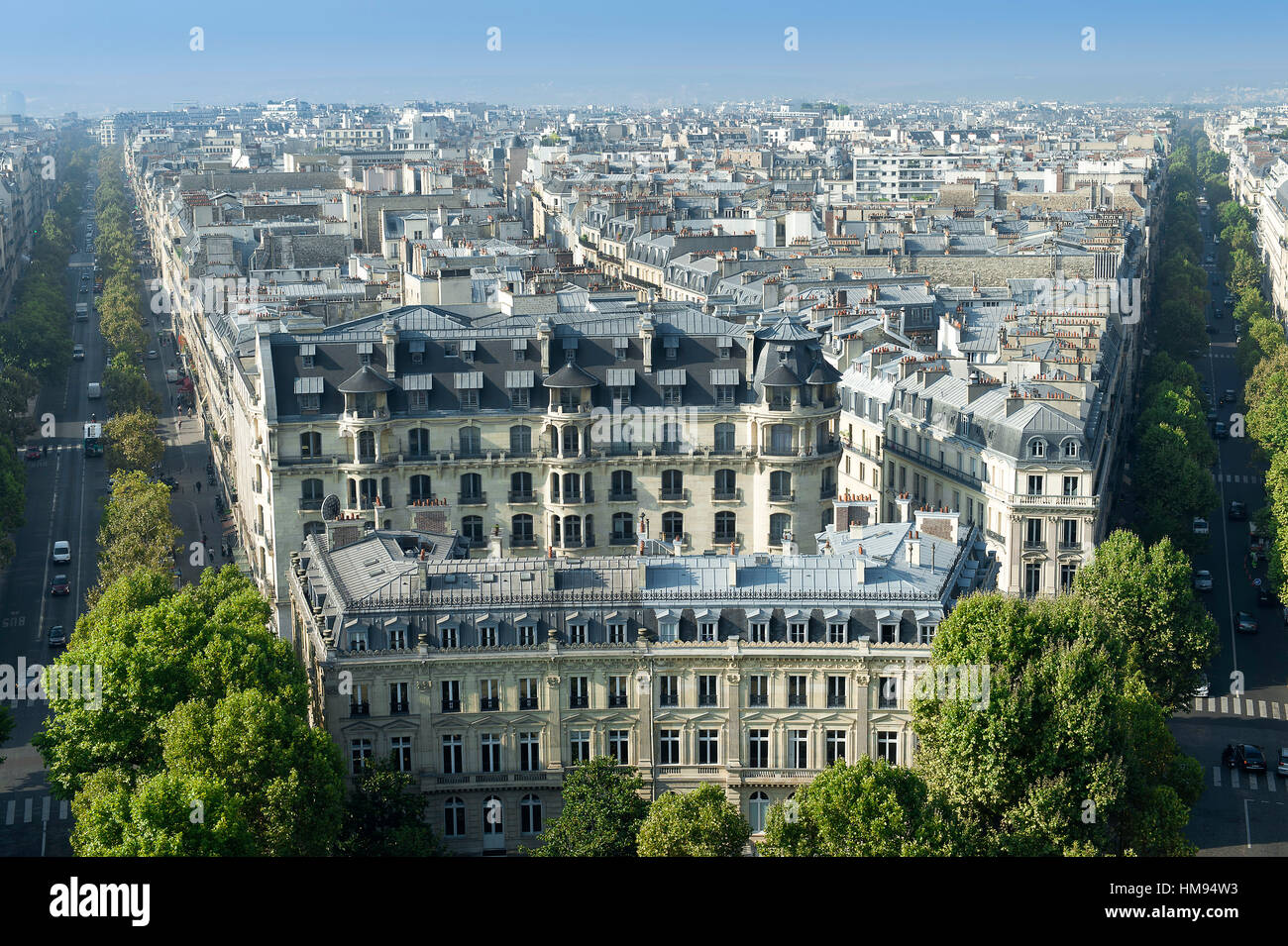 France. Paris 16th district. Place de l'Etoile. Buildings between ...