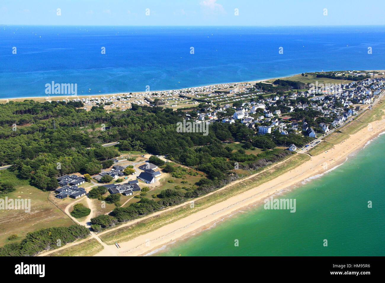 France, Western France, aerial view of Quiberon peninsula. Penthievre ...