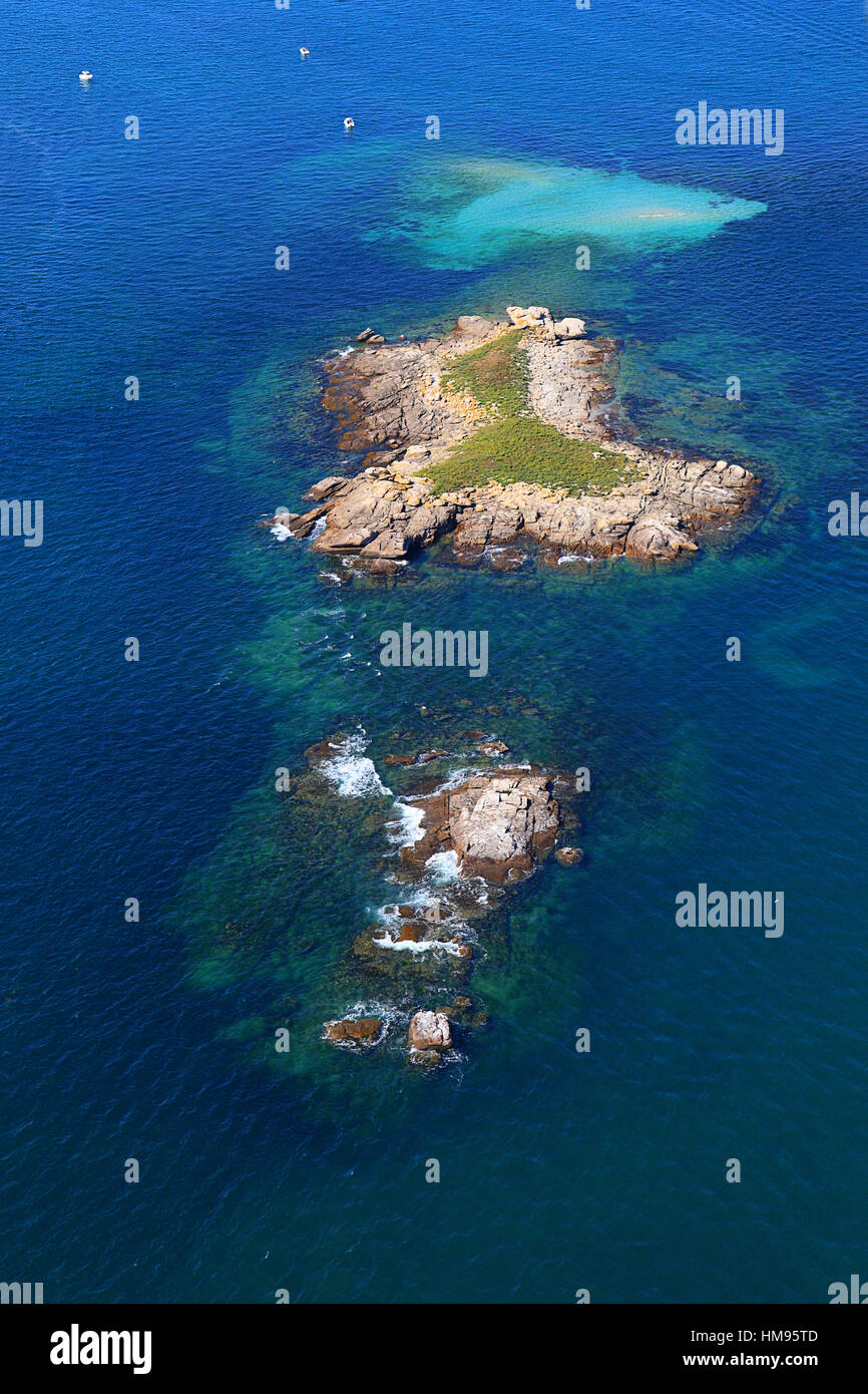 France, Western France, aerial view of Quiberon peninsula. Small island ...