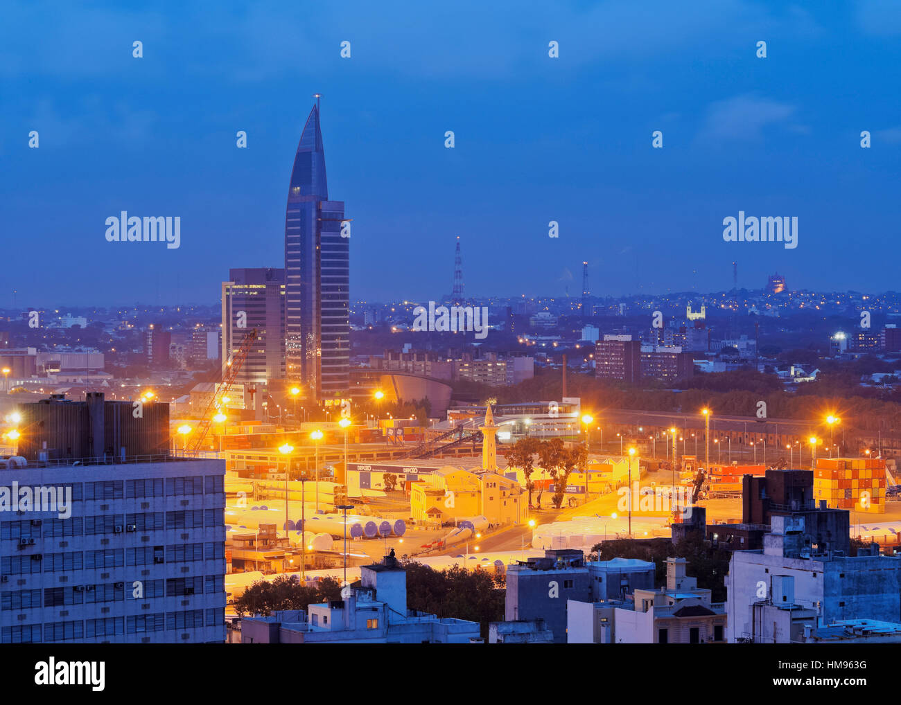 Twilight view towards the Antel Tower, Montevideo, Uruguay, South ...