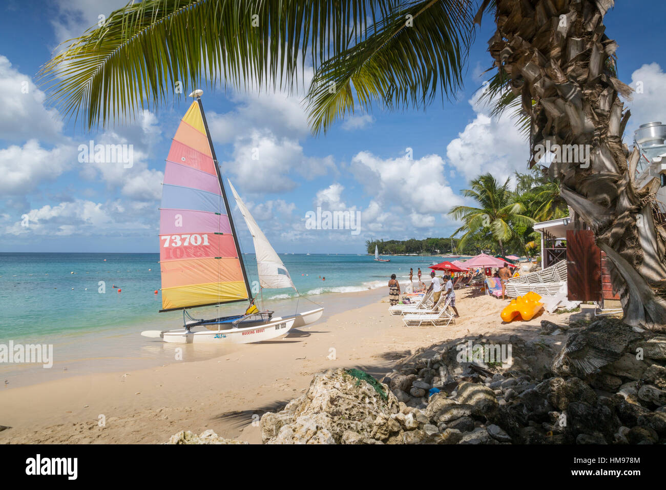 Full sail catamaran barbados hi-res stock photography and images - Alamy