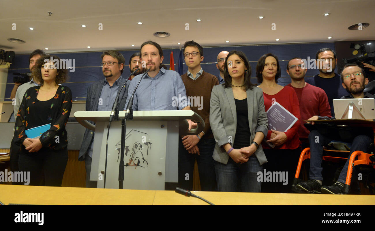 Political Inigo Errejon, Pablo Iglesias, Xavier Domenech, Irene Montero ...