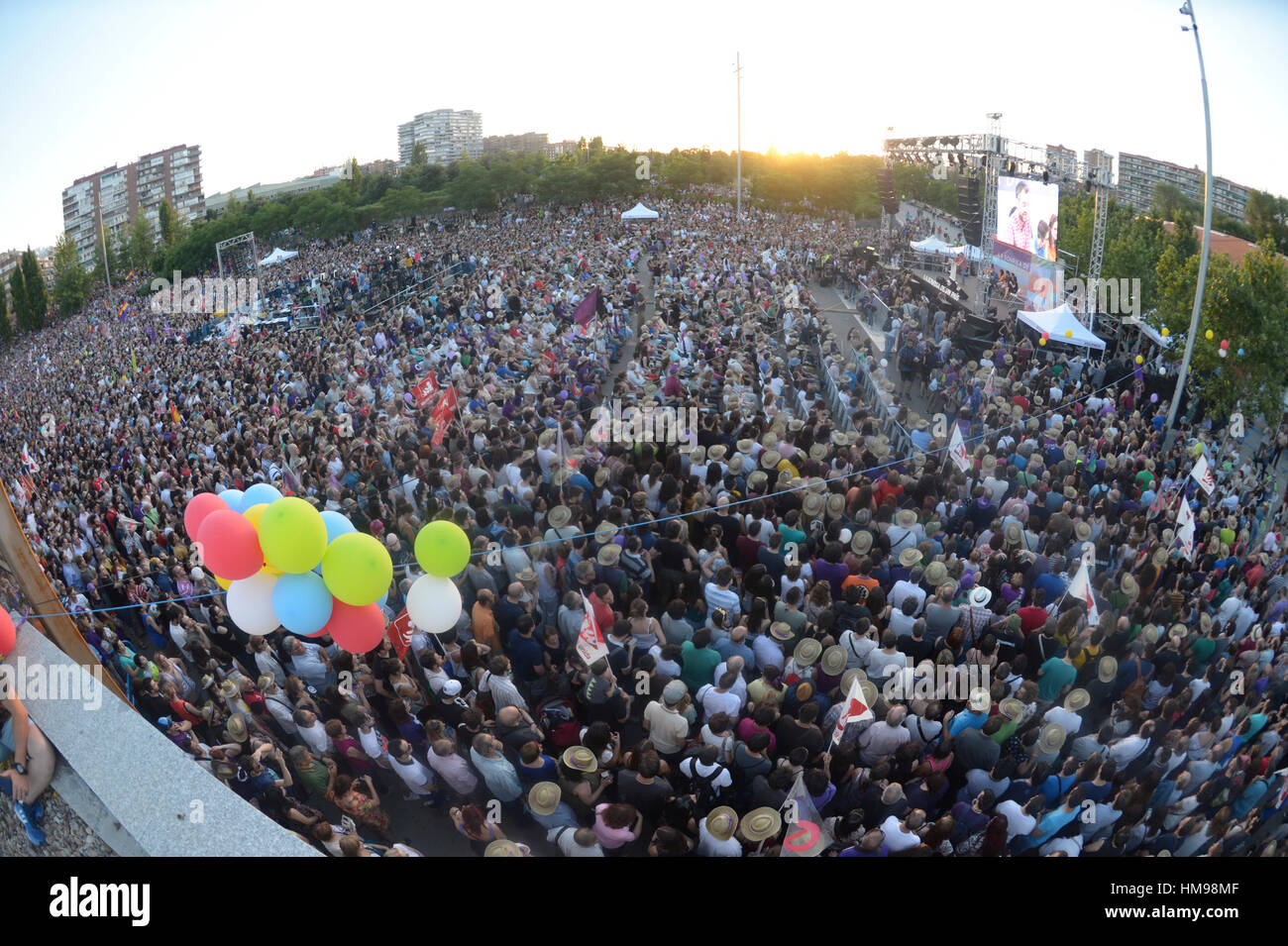 attend the closure of the campaign election of Unidos Podemos Party for ...