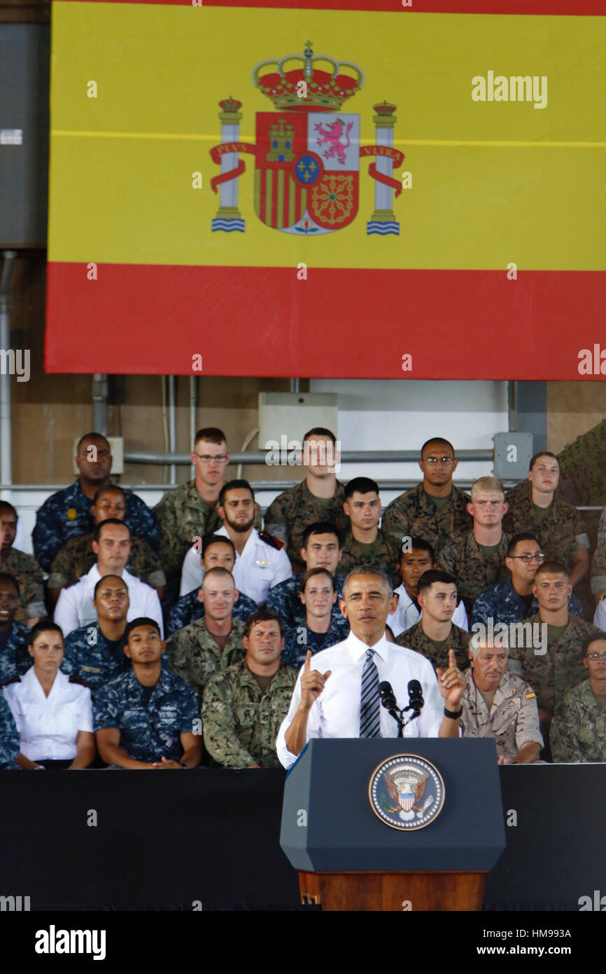 U.S. President Barack Obama during a visit to Naval Station Rota, in ...