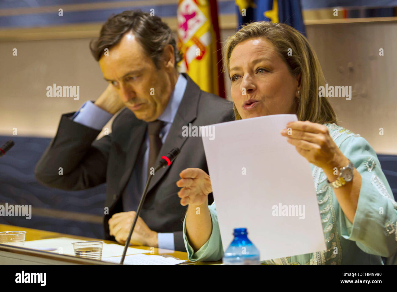 Politicians Rafael Hernando, from Popular Party, and Ana María Oramas ...