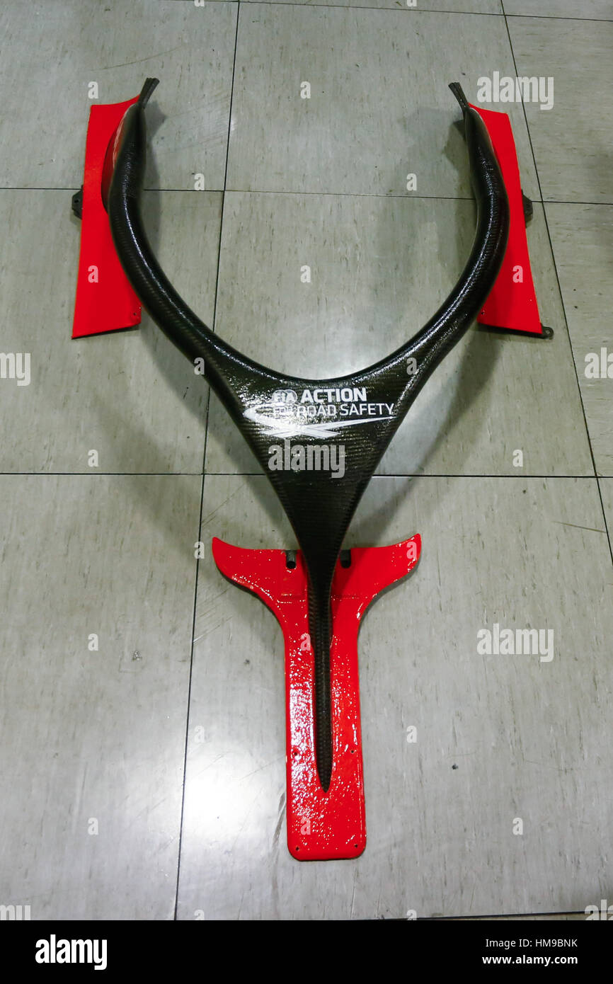 Kimi Raikkonen test the Halo in his Ferrari during testing Montmelo ...