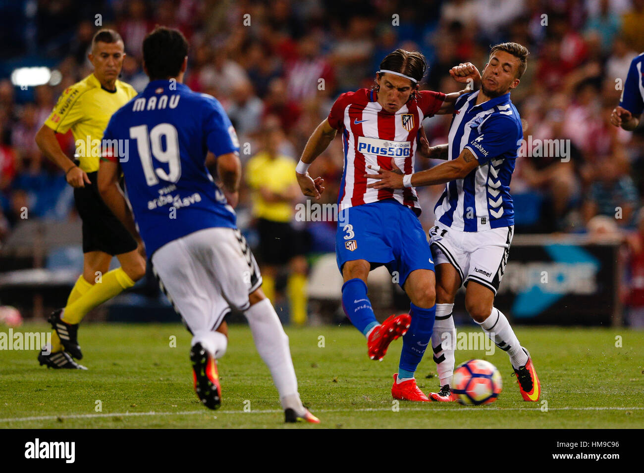 Filipe Luis Kasmirski (3) Atletico de Madrid's player. Edgar Mendez (17 ...