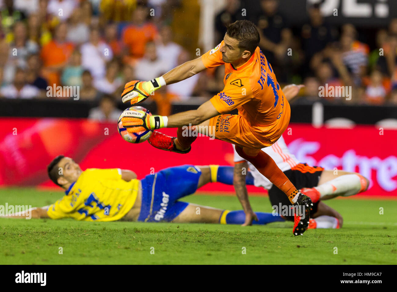 Javi Varas in action during the Spanish La Liga Santander soccer match ...