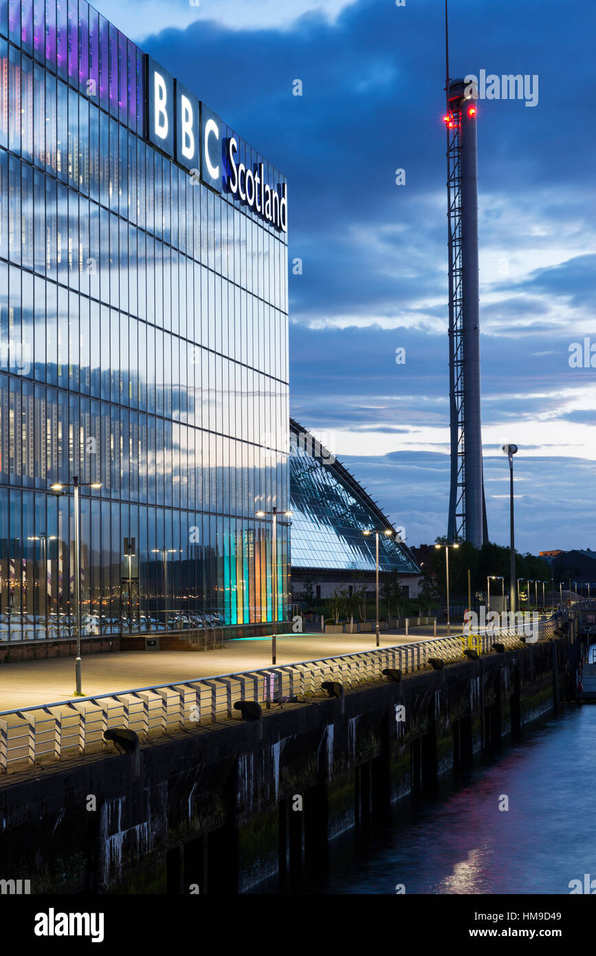 The exterior of BBC Scotland on the bank of the River Clyde at Pacific ...