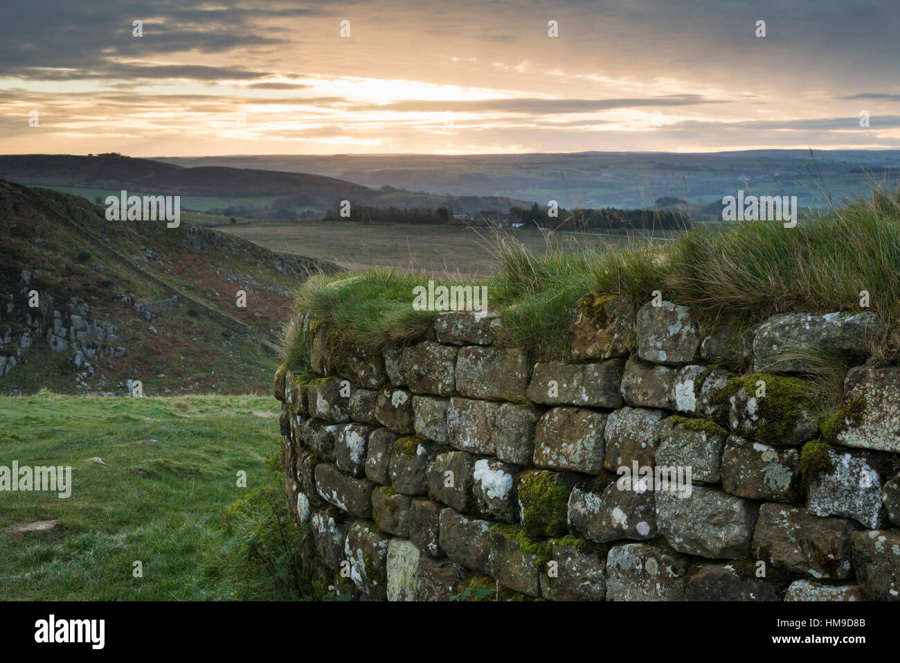 Hadrian's Wall at Steel Rigg looking towards Peel Crag, Northumberland ...