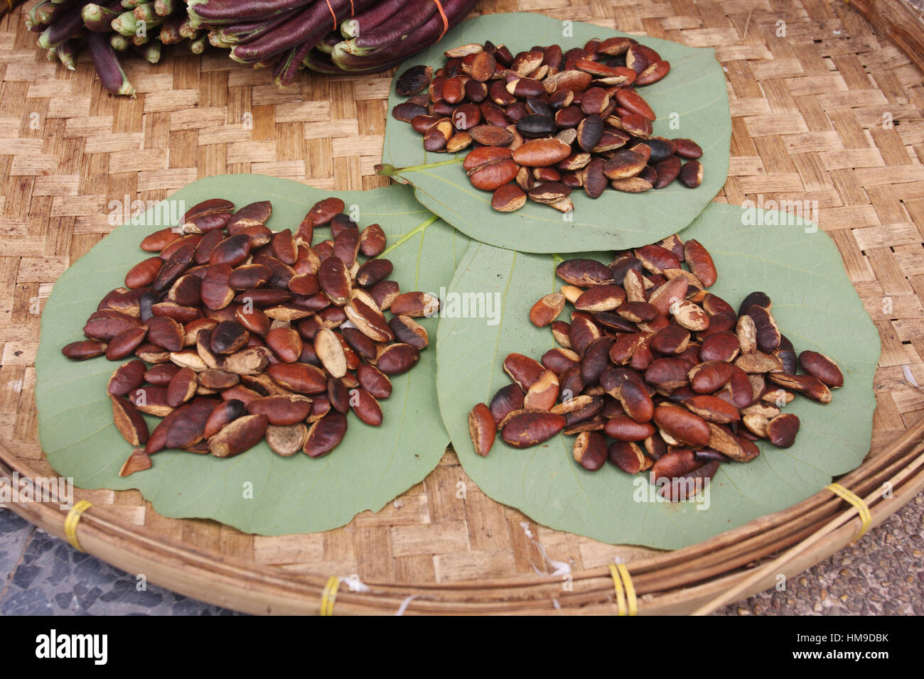 Krabok, edible seeds for sale in Indochina Market, Mukdahan Stock Photo ...