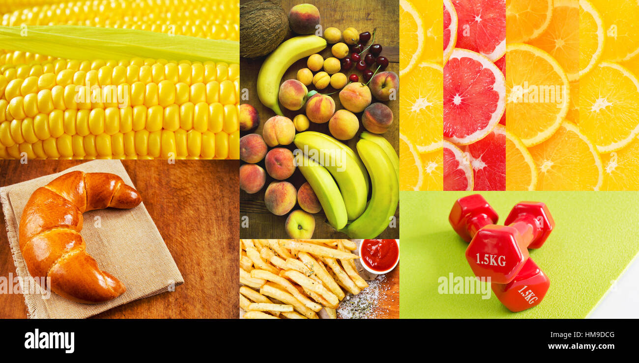 Healthy food collage hi-res stock photography and images - Alamy
