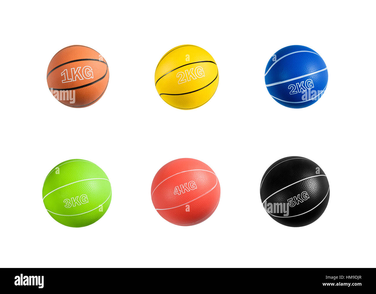 Collection of medicine balls for fitness and bodybuilding isolated on ...