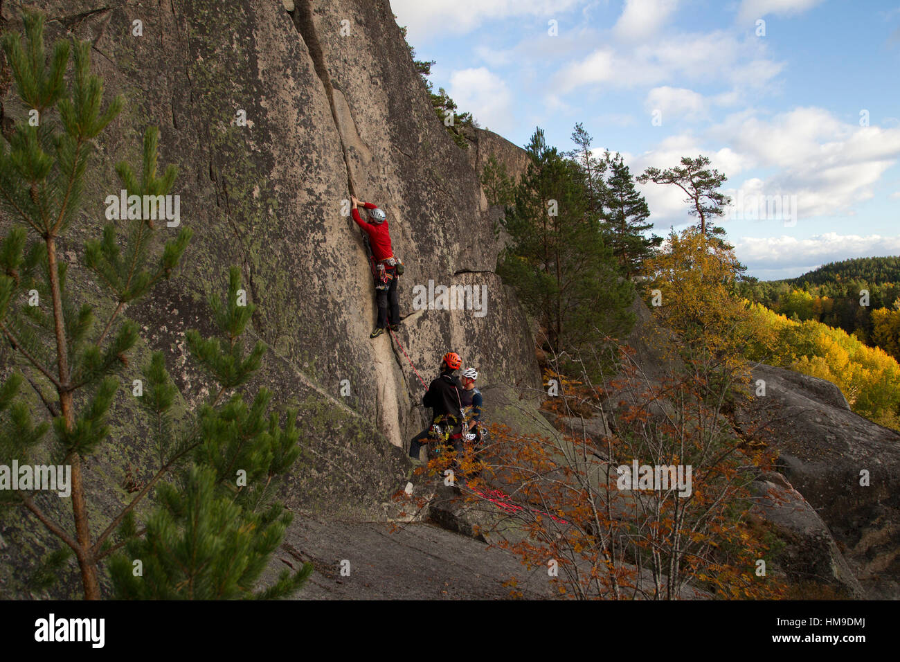 Rock climbing on a mountain in Sweden Stock Photo - Alamy