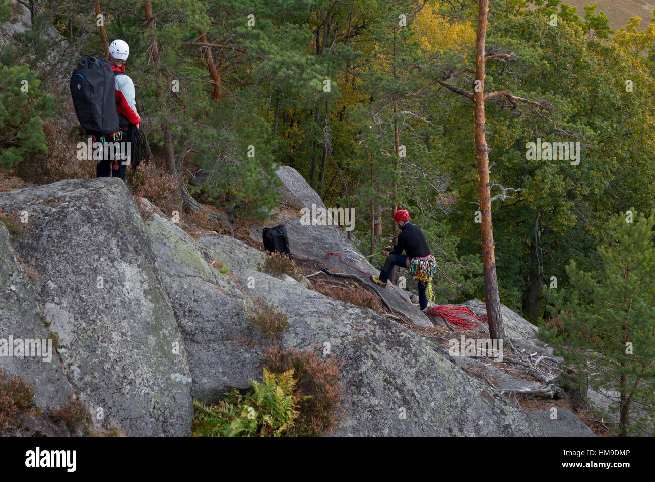 Rock climbing on a mountain in Sweden Stock Photo - Alamy