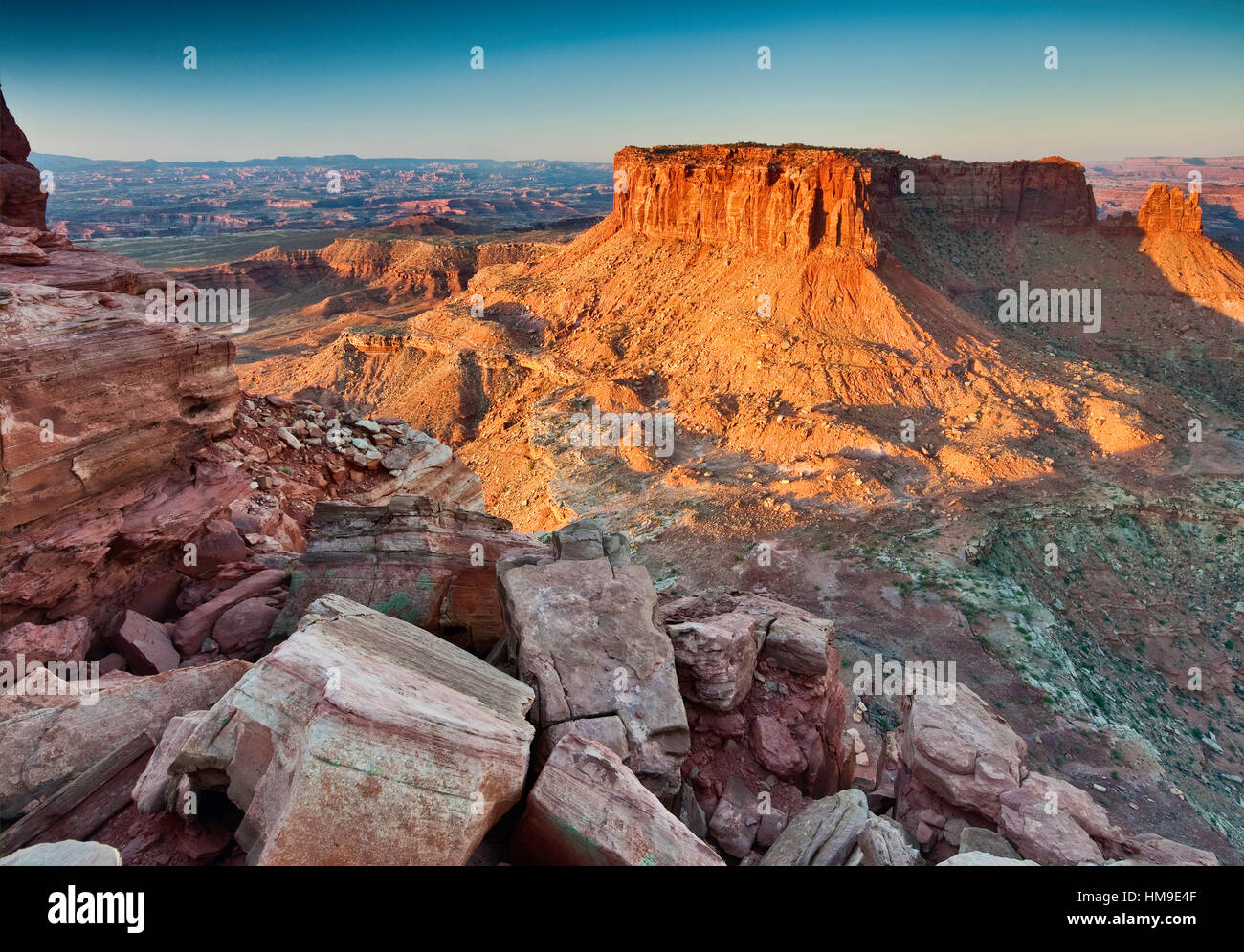 Buttes in White Rim Road area, at sunrise from Grand View Trail, Island ...