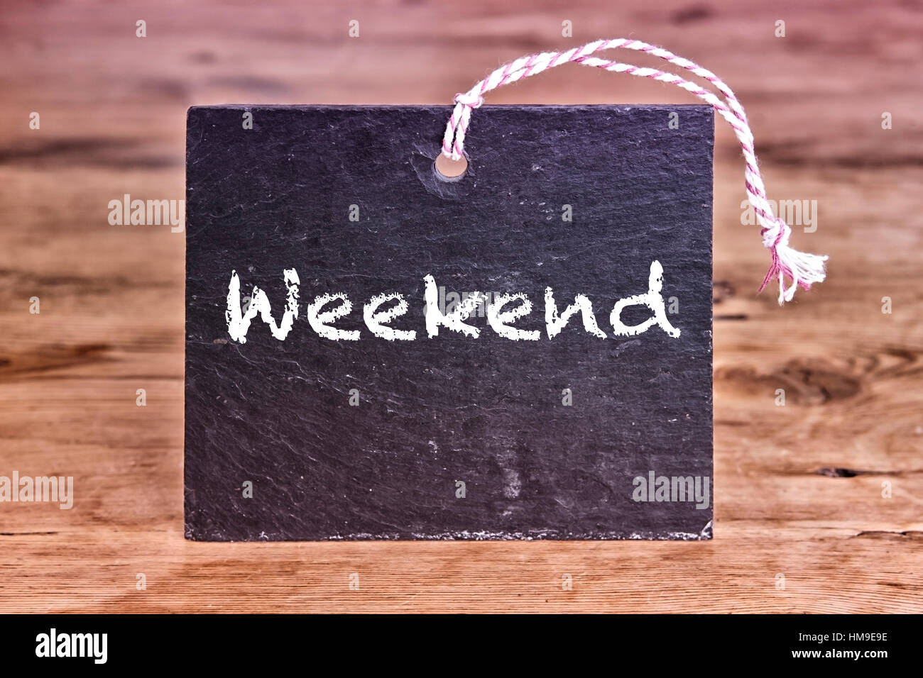 the word weekend written on chalk board on wooden table Stock Photo - Alamy