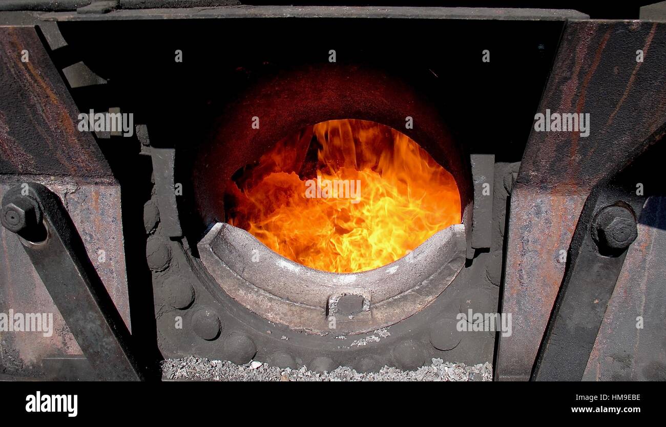 A steam engine firebox full of flames Stock Photo - Alamy