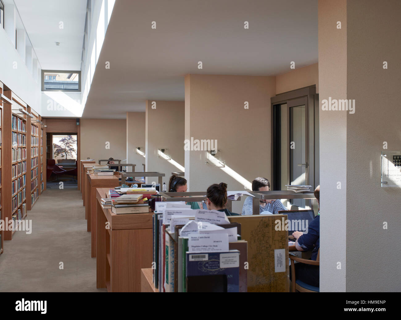 Interior perspective in new extension with study desks. Longwall ...