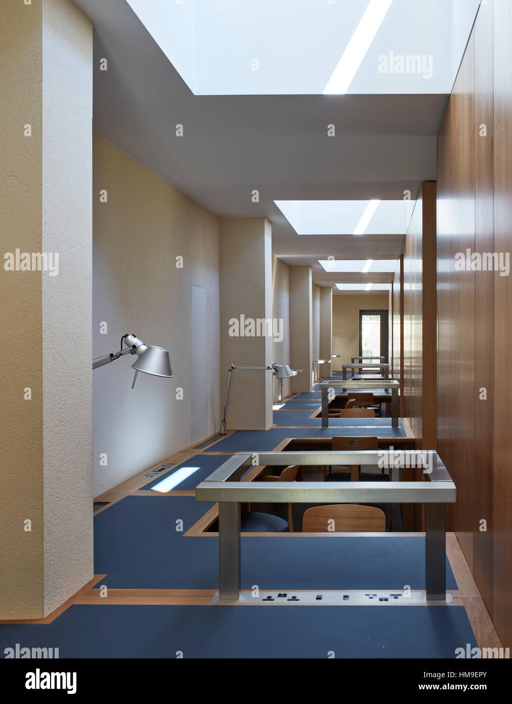 Study areas with skylights. Longwall Library, Oxford, United Kingdom ...