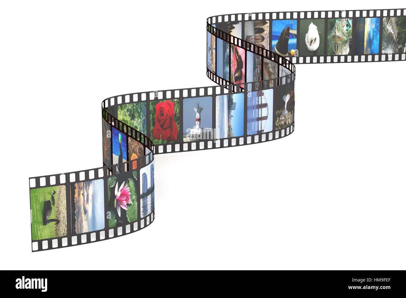 Film strip with images, 3D rendering isolated on white background Stock ...