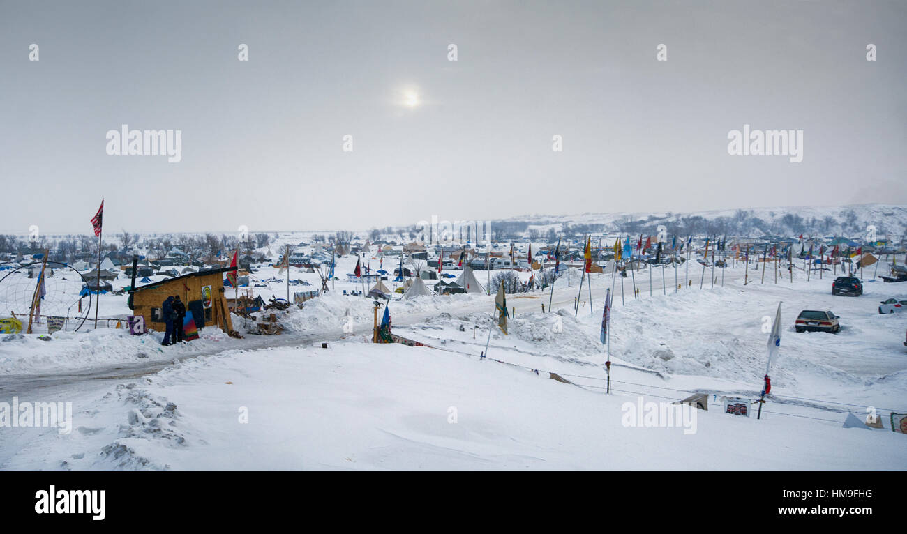 Check point entrance to the Oceti Sakowin Camp, Cannon Ball, North ...