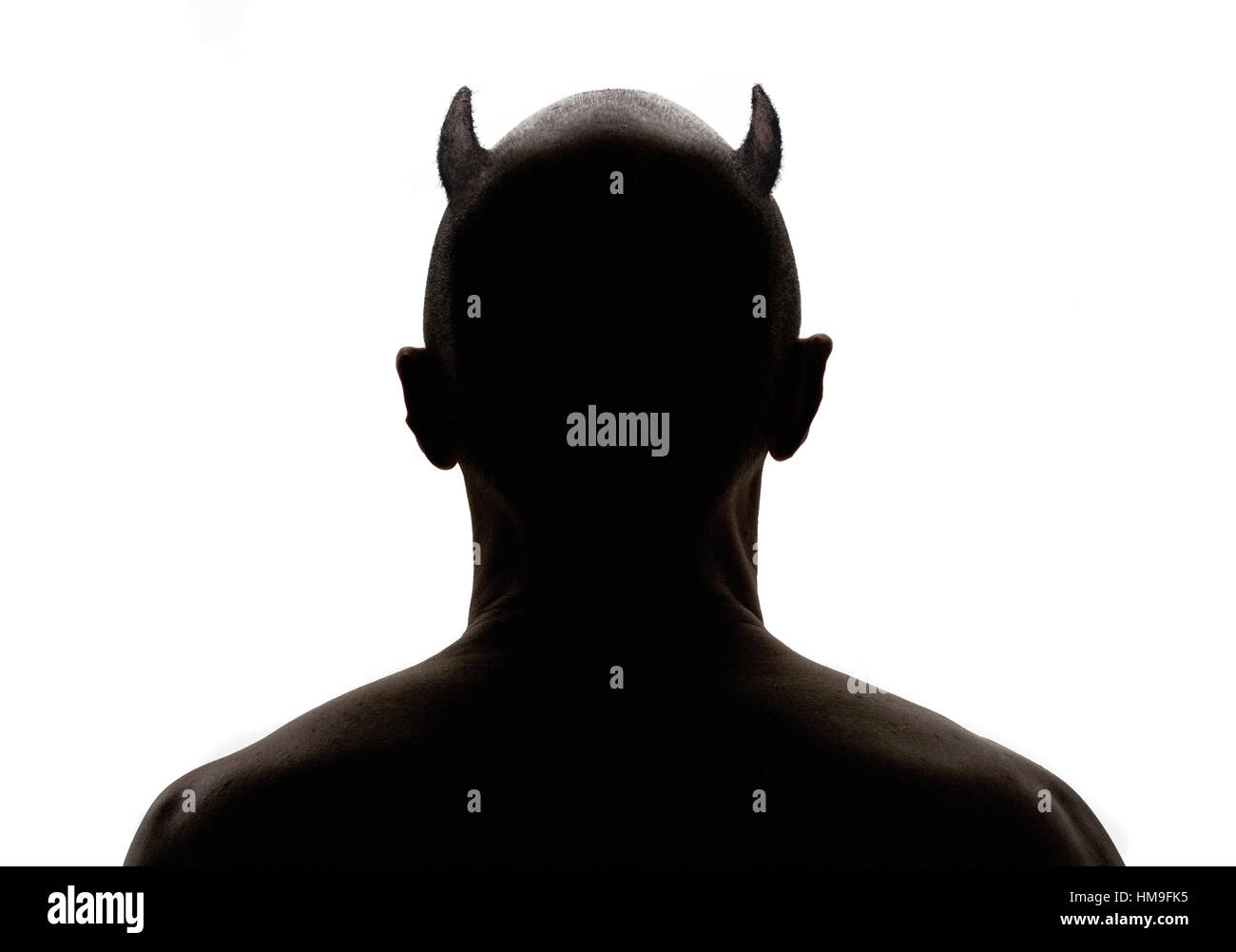 Rear View Silhouette Portrait of Devil with Horns Stock Photo - Alamy