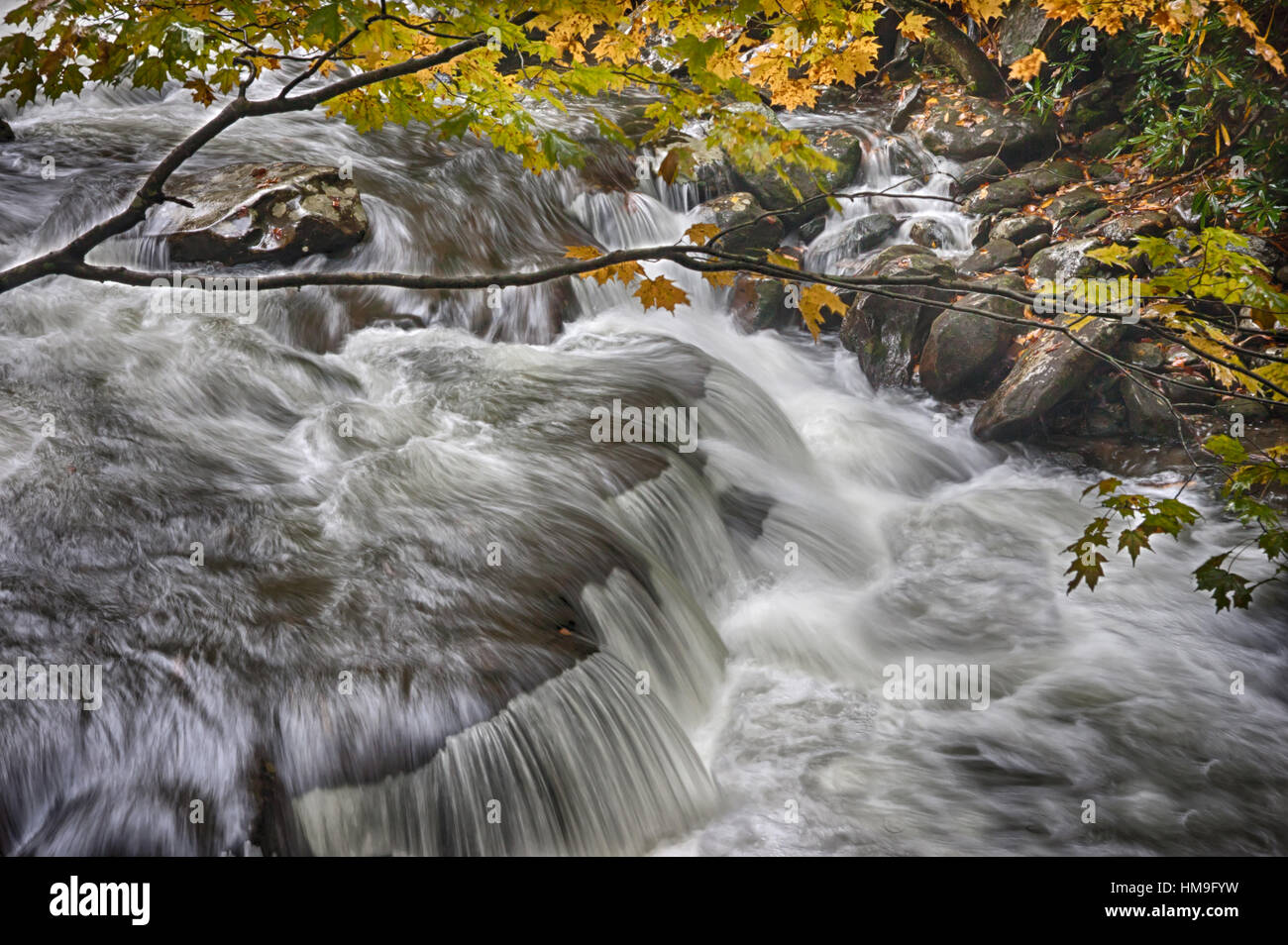Curved Waterfall in Tremont area of Great Smoky Mountains National Park ...