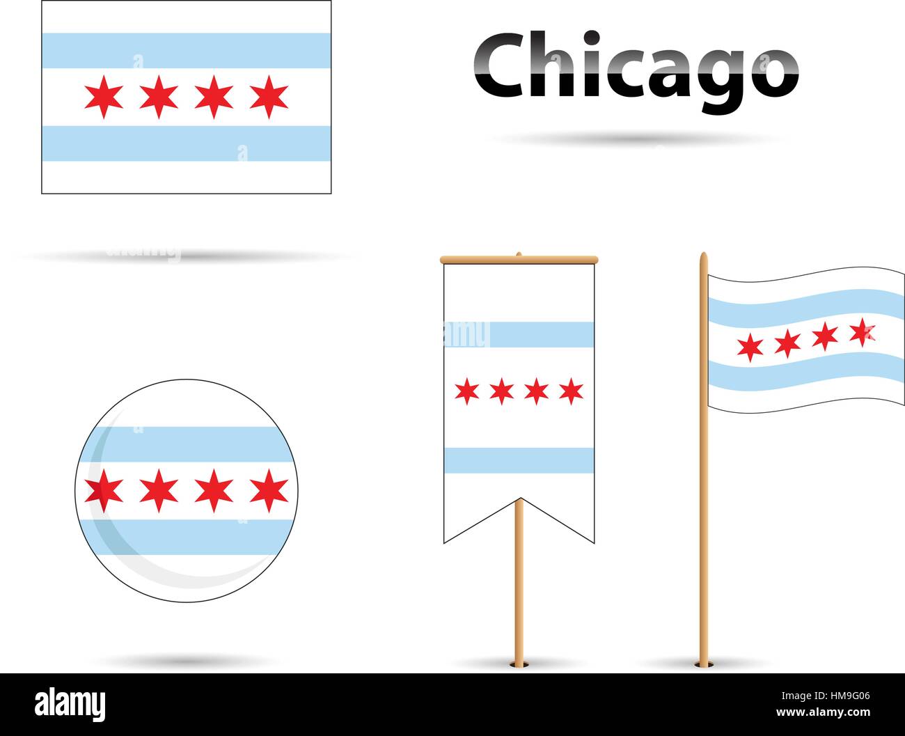 Chicago Illinois flag, blue and red Stock Vector Image & Art - Alamy