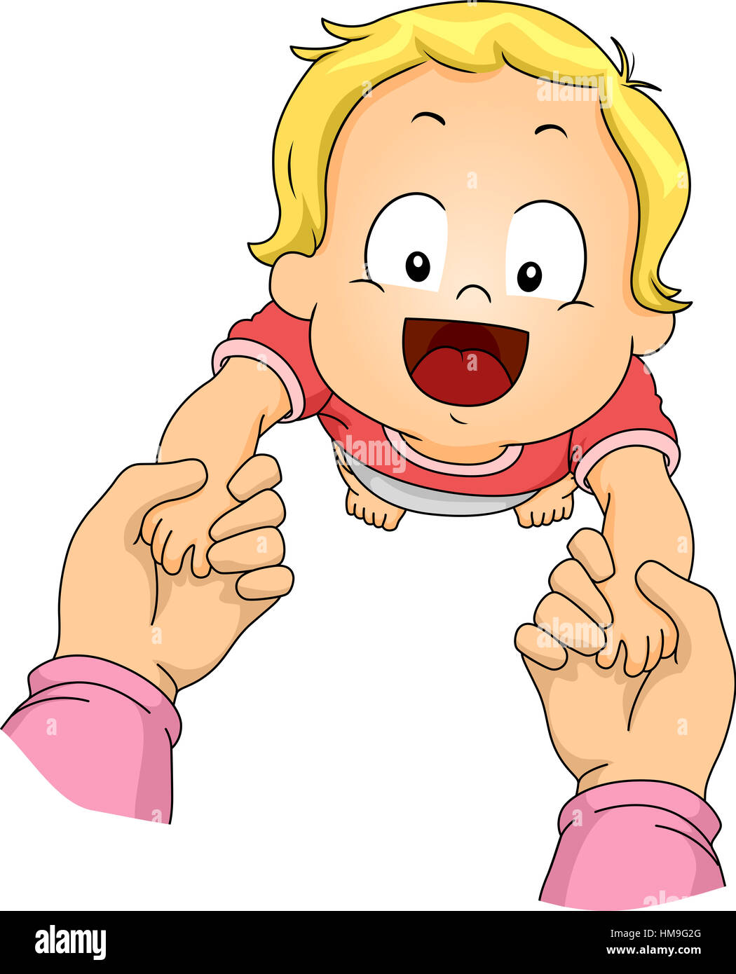 Illustration of a Baby Boy Learning How to Walk Stock Photo - Alamy