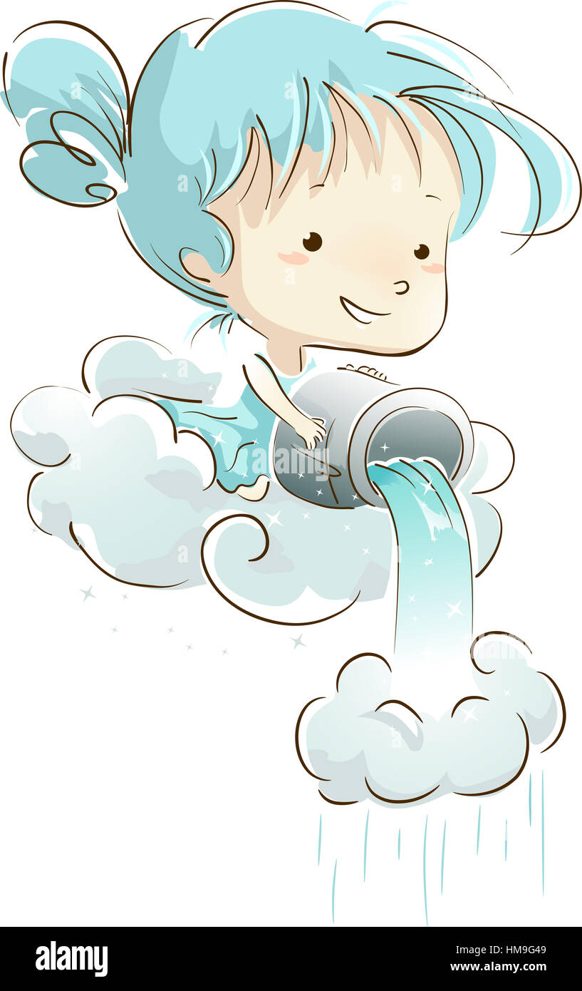 Pouring Bucket Of Water Cartoon Woman Pouring Water Bucket