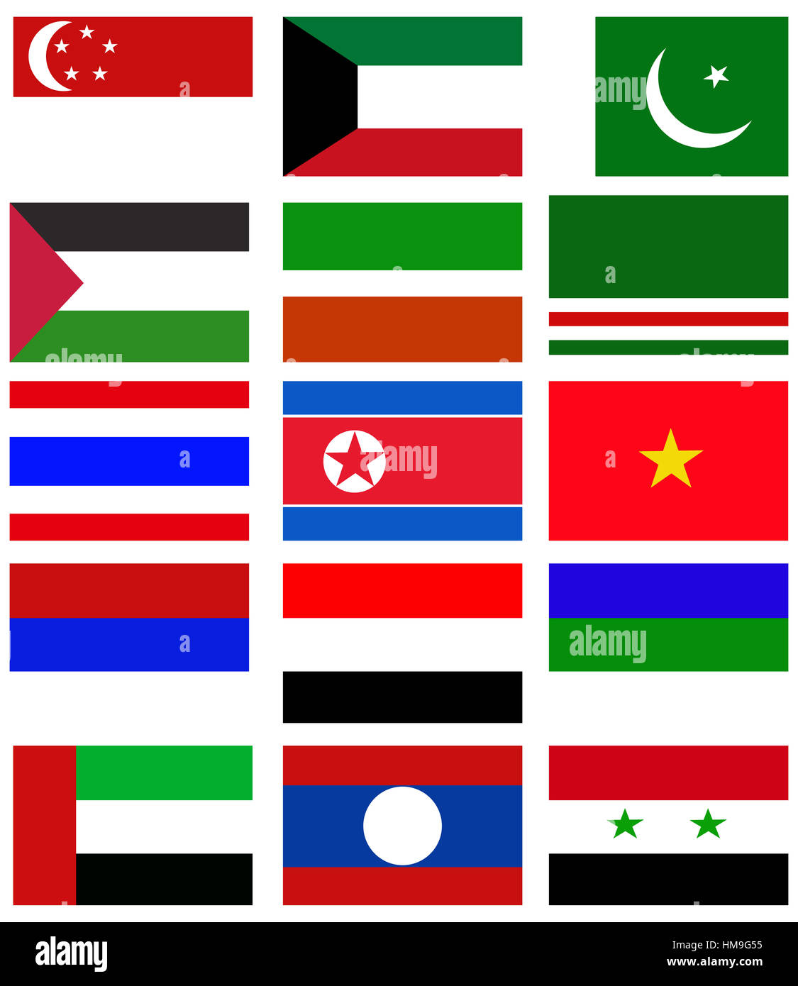 Asia nation flag collection background Stock Photo - Alamy