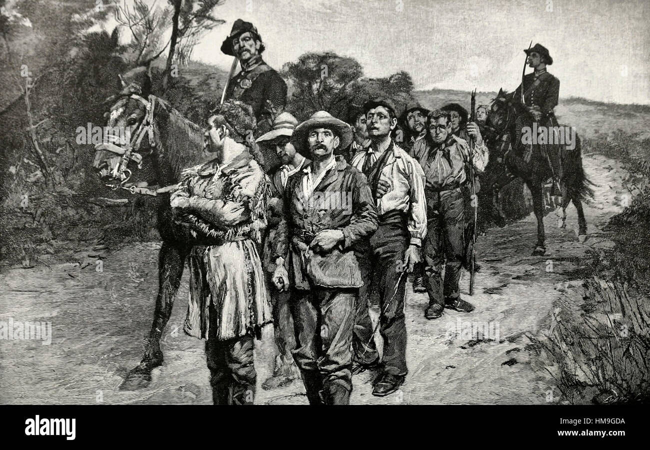 Free State prisoners on the way to Lecompton, Kansas, circa 1850s Stock ...