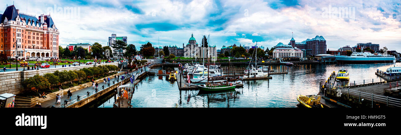 Canada Landmarks in Victoria BC - Beautiful twilight panorama in ...